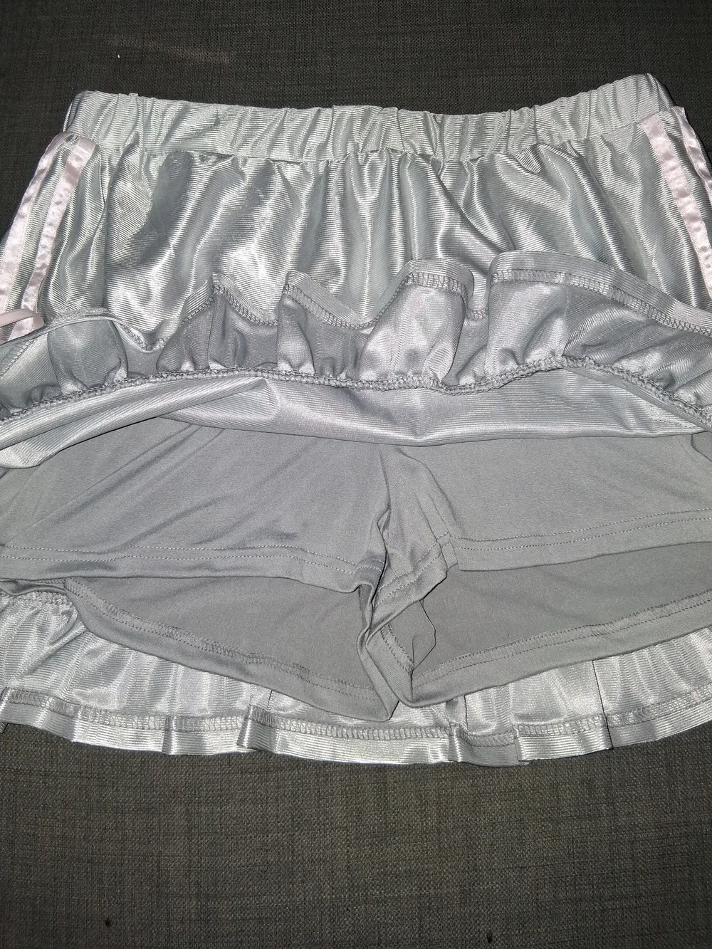 Dresses | Y2k Silver Satin Ruffled Mini Skirt With Pink Heart Patch ...